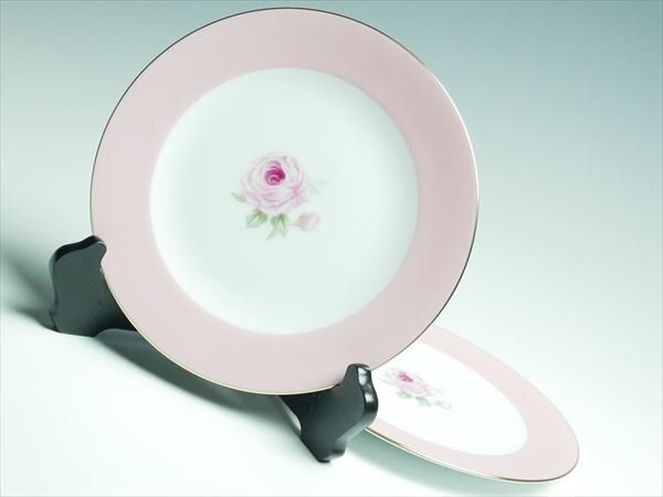 Yahoo!オークション - K543 大倉陶園 金彩 バラ絵 ピンク ペア プレー...