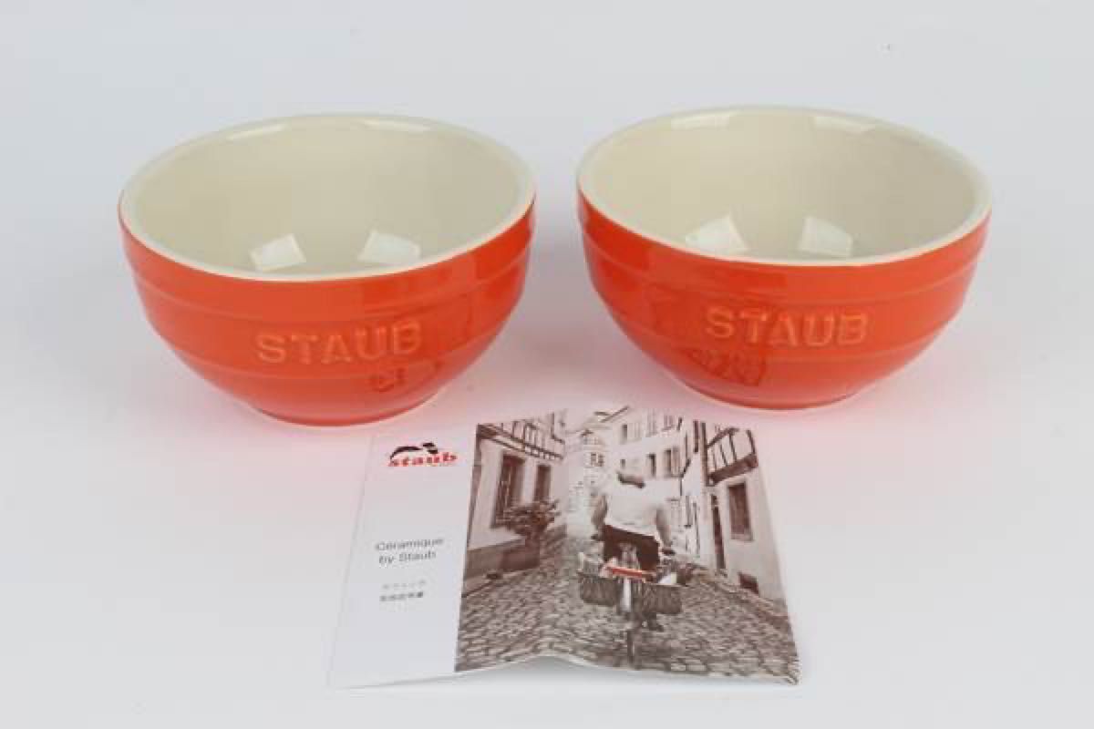 新品 staub ストウブ セラミックボウル 12cm 0 4L オレンジ 2個 新品 staub ストウブ セラミックボウル 12cm 0 4L オレンジ 2個