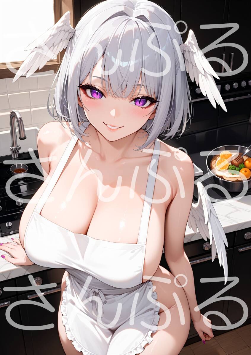 Yahoo!オークション - A4 ポスター高画質 巨乳 エプロン 美女 セクシー...