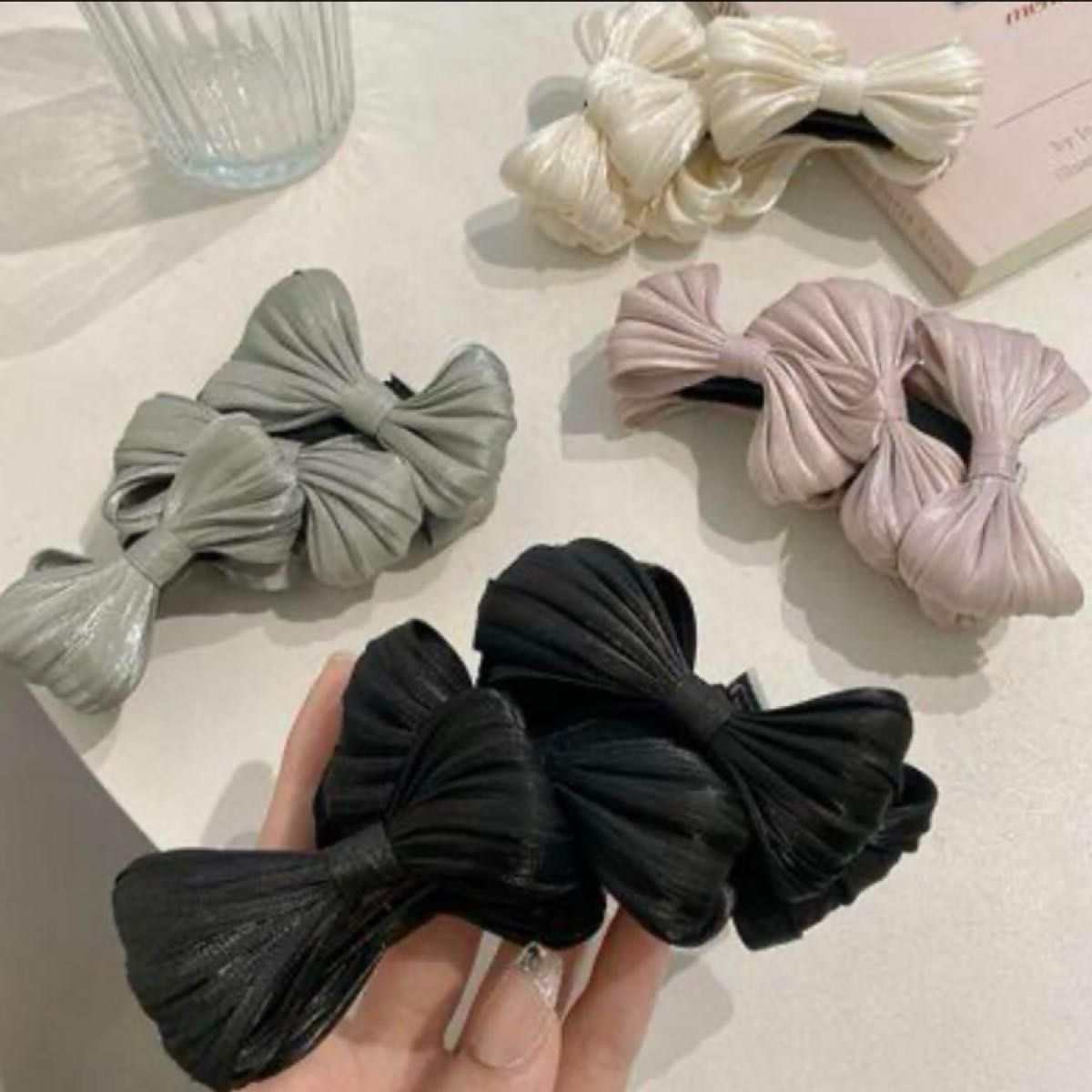 ブラック リボン バナナクリップ ヘアアクセサリー おしゃれ ブラック リボン バナナクリップ ヘアアクセサリー おしゃれ