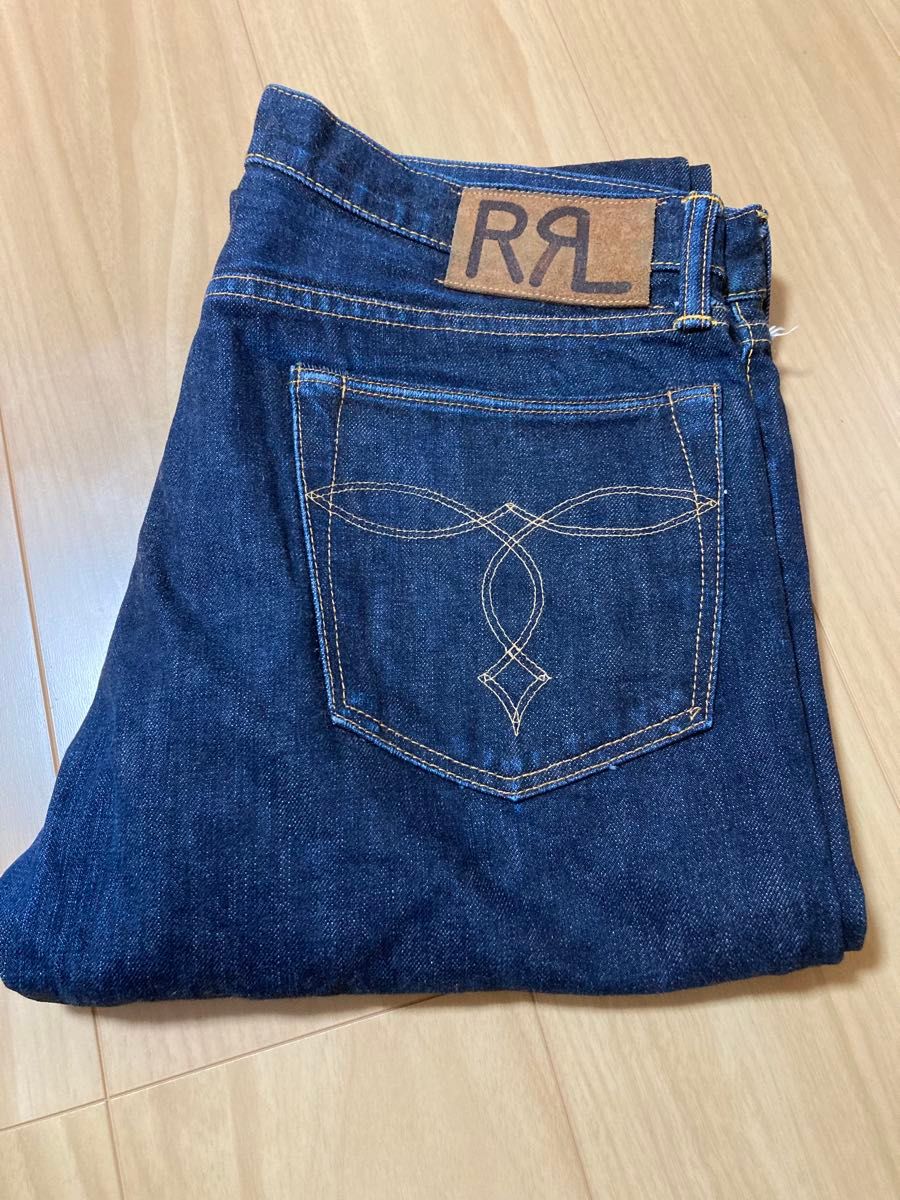 濃紺 RRL デニムパンツ スリムブーツカット 赤耳 ボタンフライ 濃紺 RRL デニムパンツ スリムブーツカット 赤耳 ボタンフライ