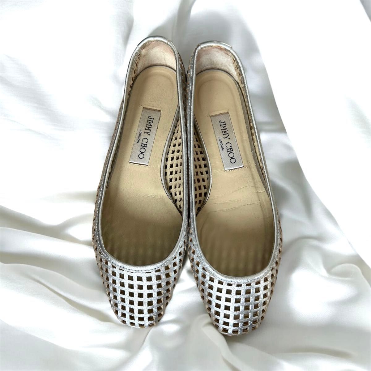 jimmy choo フラットシューズ 37 23 5cm シルバー イタリア jimmy choo フラットシューズ 37 23 5cm シルバー イタリア