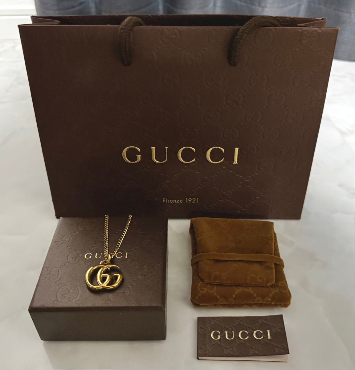 極美品 GUCCI GGマーモント ネックレス ダブルG 【確実正規品 極美品 GUCCI GGマーモント ネックレス ダブルG 【確実正規品