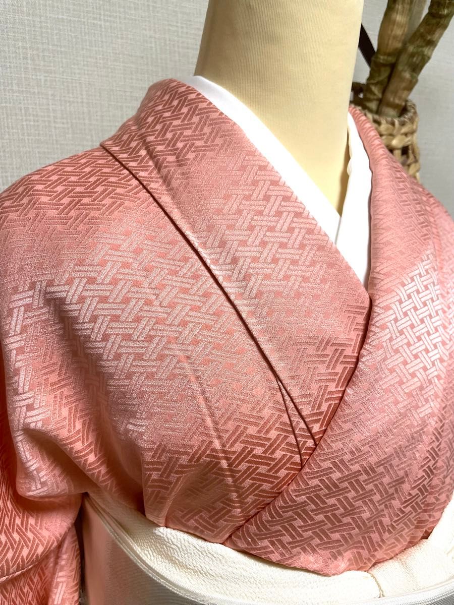 正絹 斜め取り模様 色留袖(比翼無し)袖丈長め 一つ紋入り 身丈 正絹 斜め取り模様 色留袖(比翼無し)袖丈長め 一つ紋入り 身丈
