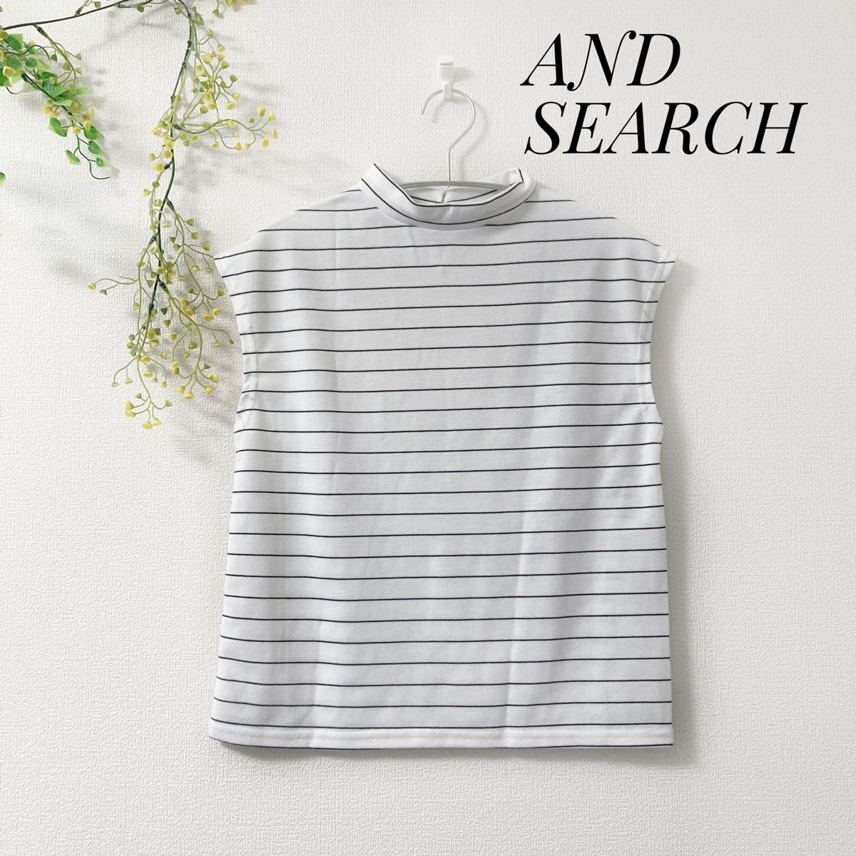 AND SEARCH ノースリーブ 半袖 ボーダー カットソー 大人 AND SEARCH ノースリーブ 半袖 ボーダー カットソー 大人