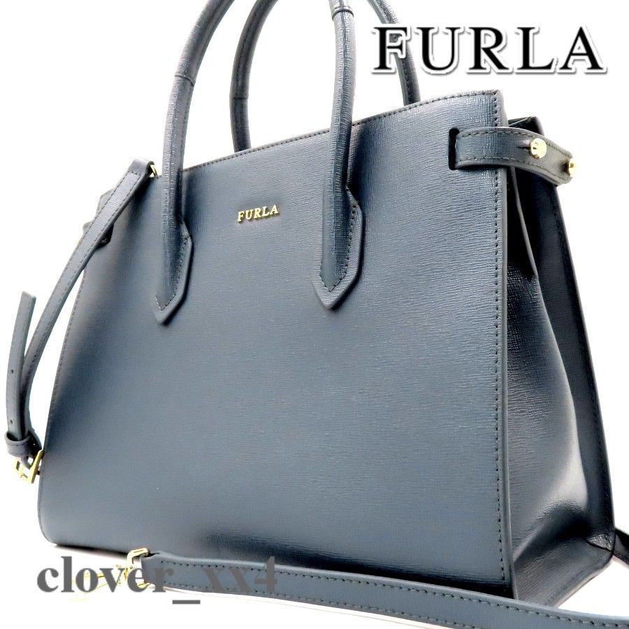 極美品】フルラ ショルダーバッグ FURLA バッグ レザー ブルー 極美品】フルラ ショルダーバッグ FURLA バッグ レザー ブルー