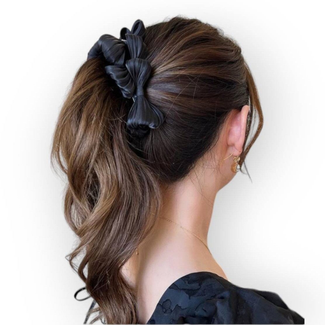 バナナクリップ リボン ヘアアクセサリー ブラック 黒 おしゃれ バナナクリップ リボン ヘアアクセサリー ブラック 黒 おしゃれ