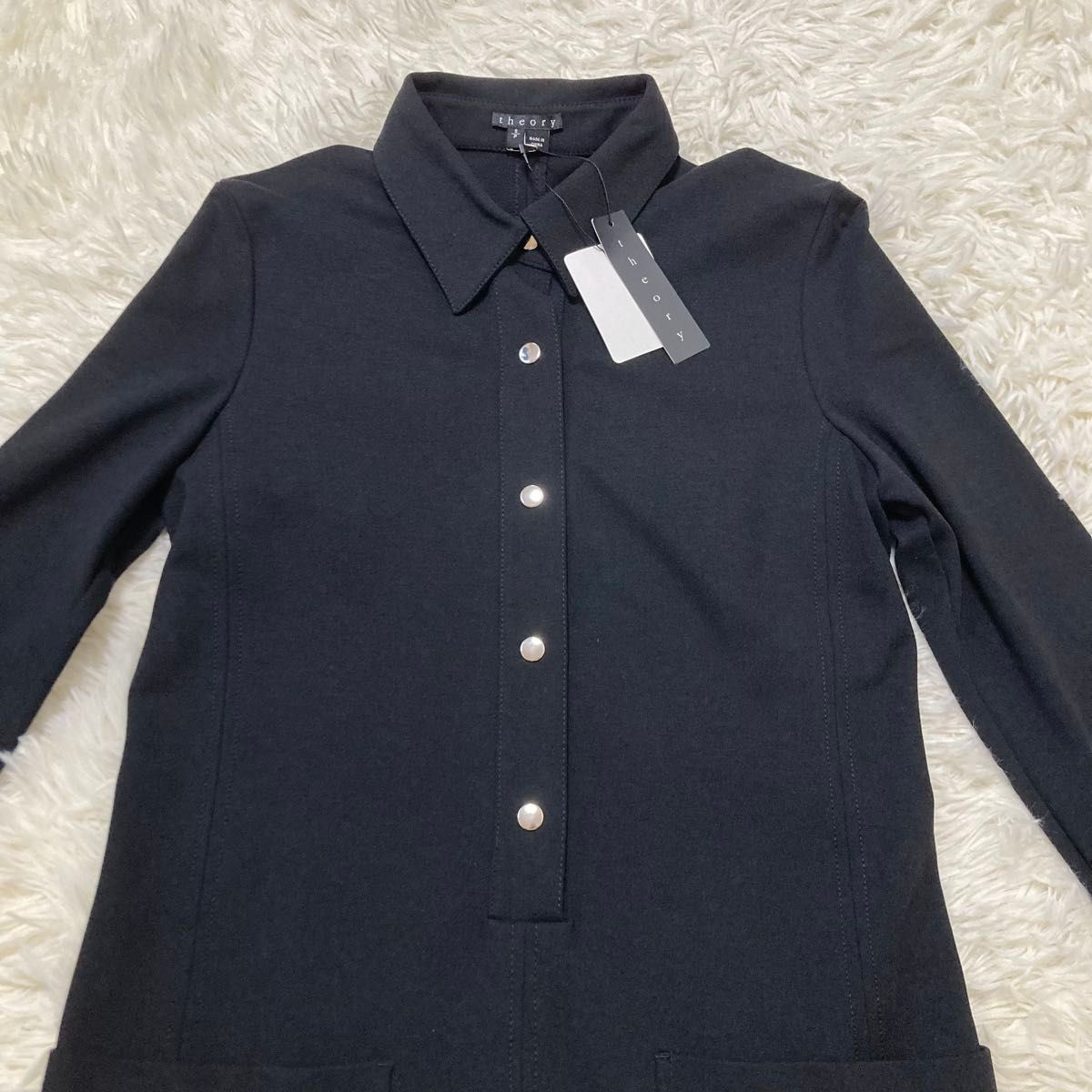 theory セオリー 新品タグ付き シャツワンピース 長袖 黒 S theory セオリー 新品タグ付き シャツワンピース 長袖 黒 S