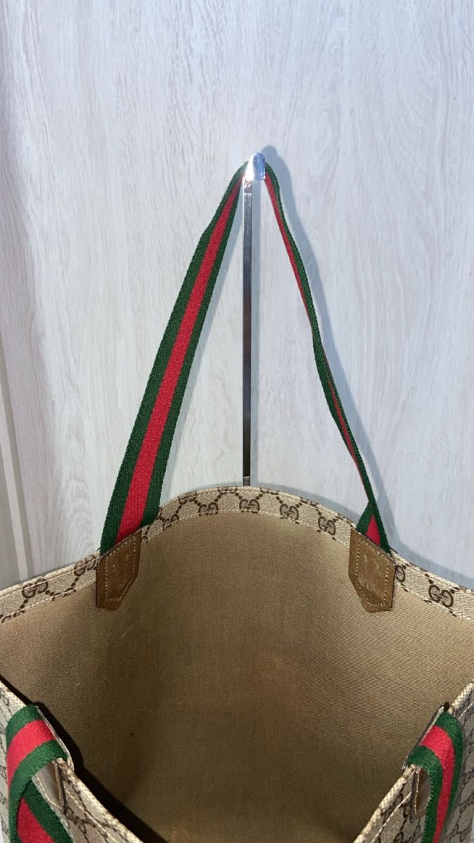 GUCCI トートバッグ シェリーライン レザー PVC GG柄 GUCCI トートバッグ シェリーライン レザー PVC GG柄
