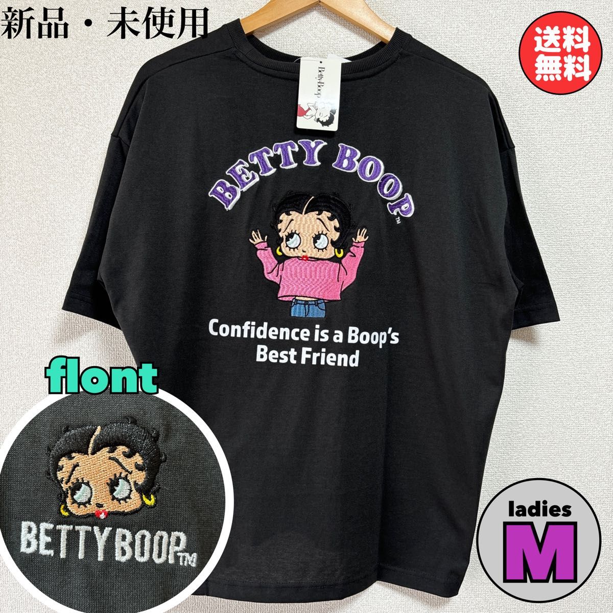 新品 BETTY BOOP ベティちゃん Tシャツ 刺繍 ポップ Mサイズ 淡 新品 BETTY BOOP ベティちゃん Tシャツ 刺繍 ポップ Mサイズ 淡