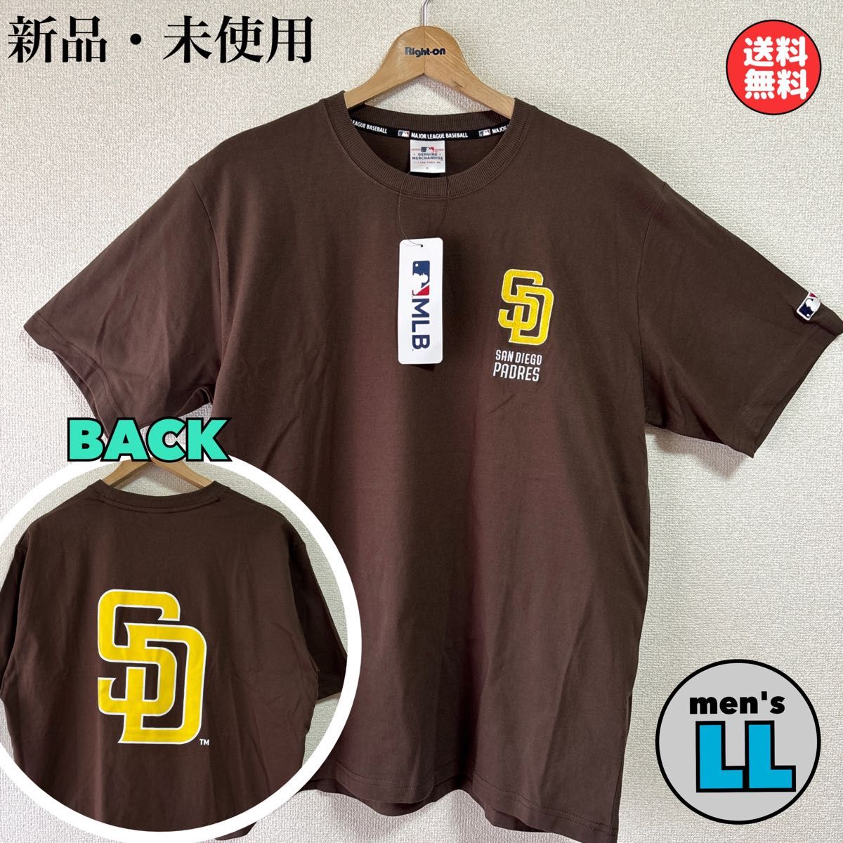 新品 MLB パドレス Padres 刺繍 Tシャツ バックプリント LL 新品 MLB パドレス Padres 刺繍 Tシャツ バックプリント LL