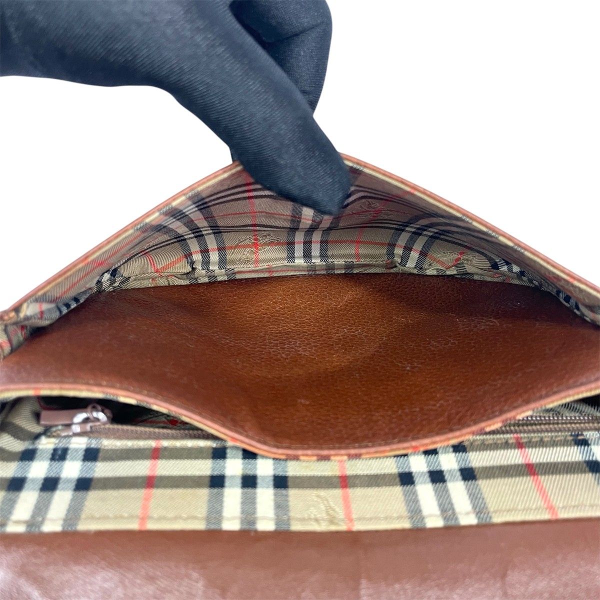 BURBERRY バーバリー ショルダーバッグ ブラウン レザー ノバ BURBERRY バーバリー ショルダーバッグ ブラウン レザー ノバ
