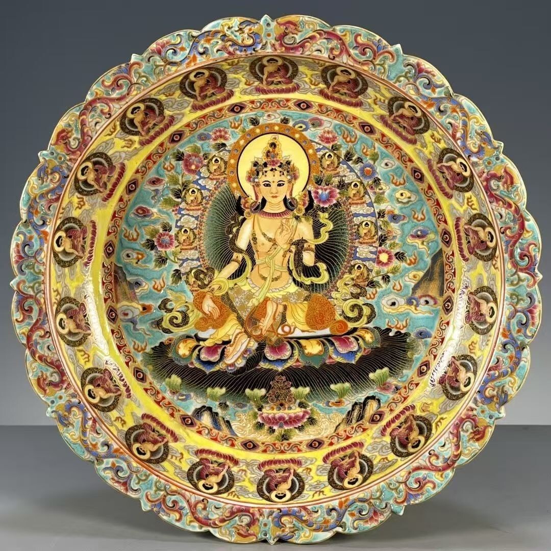 Yahoo!オークション - j76中国古玩 旧家収蔵 大清乾隆制 三連 底款 琺...