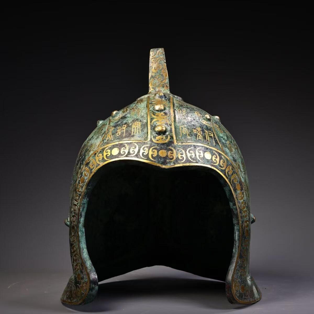 Yahoo!オークション - j231中国古玩 旧家収蔵 青銅器 錯金 頭兜 高さ30...