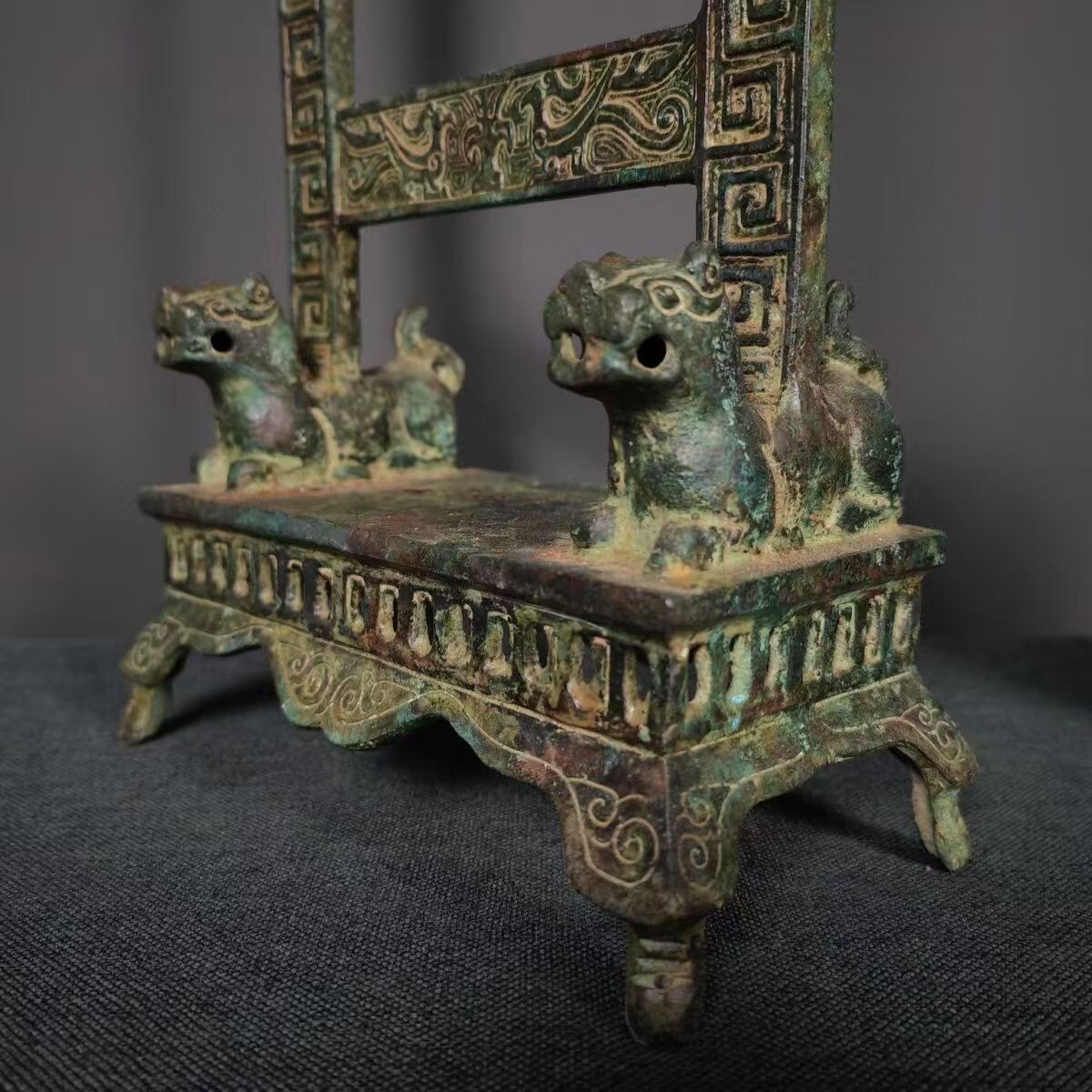 Yahoo!オークション - j387中国古玩 旧家収蔵 戦国 双龍耳 青銅 枠編 ...