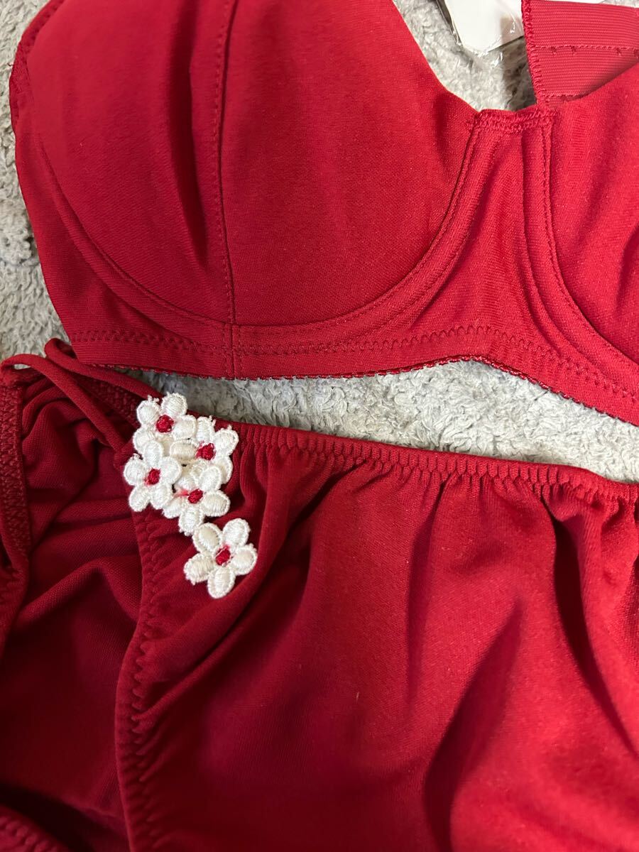 Yahoo!オークション - A75M 小花ブラジャー ショーツセット赤