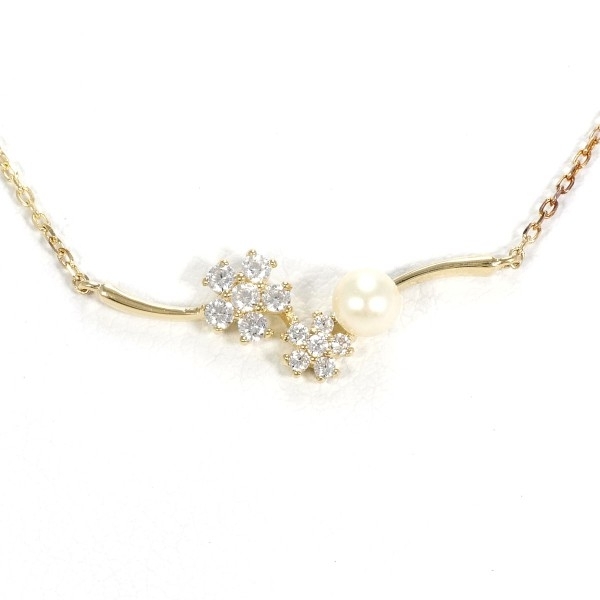 Yahoo!オークション - K10YG ネックレス パール ジルコニア 総重量約1....