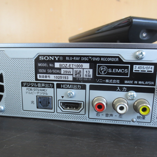 Yahoo!オークション - SONY ブルーレイディスクレコーダー BDZ-ET1000 ...