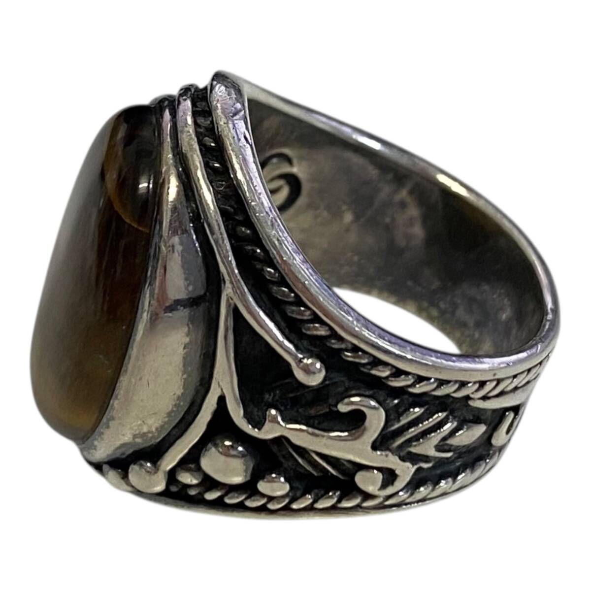 Yahoo!オークション - シルバーリング SV925 17.5g タイガーアイ 虎目...
