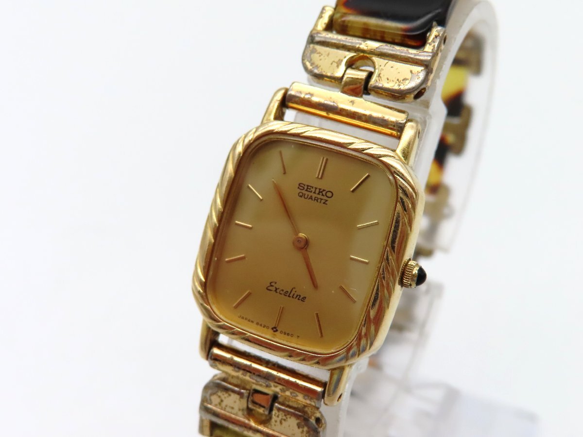 Yahoo!オークション - 1円 セイコー 8420-6390 エクセリーヌ 14K/SS ...