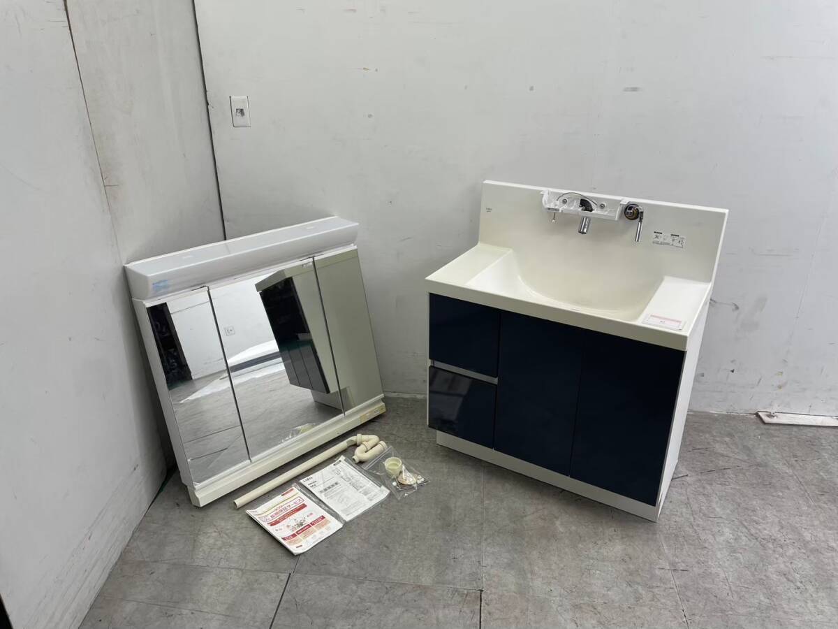 Yahoo!オークション - T5766 展示品 リクシル LIXIL MV 洗面化粧台 W90...