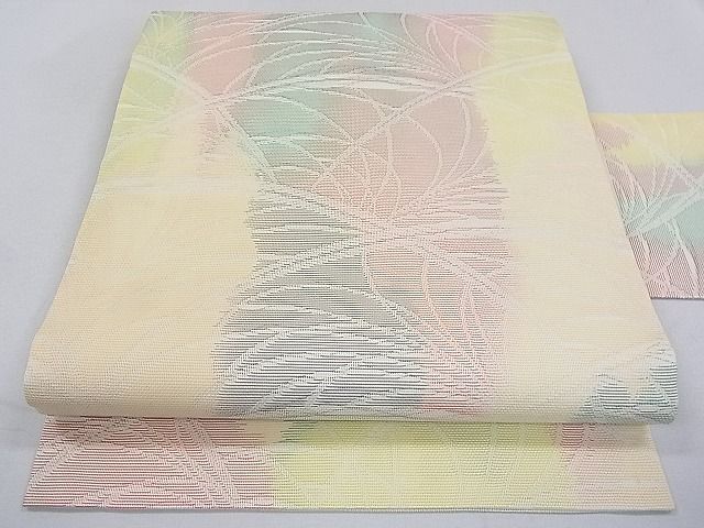 Yahoo!オークション - 平和屋着物 夏物 九寸名古屋帯 草葉文 逸品 DAAG...