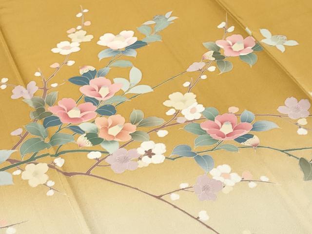 Yahoo!オークション - 平和屋着物 訪問着 友禅 枝椿花文 暈し染め 正絹...
