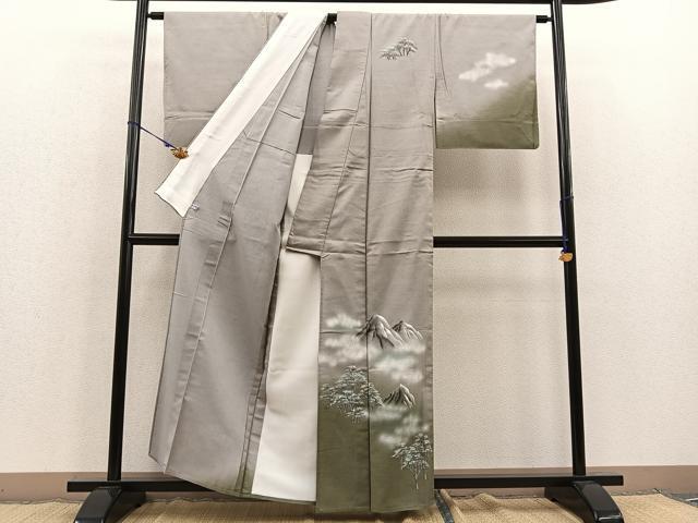 Yahoo!オークション - 平和屋着物 訪問着 単衣 紬地 山 正絹 逸品 BAAS...