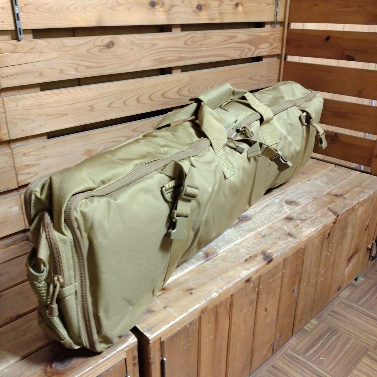 Yahoo!オークション - 美品 ガンケース W100cm ベージュ 2本収納 ライ...