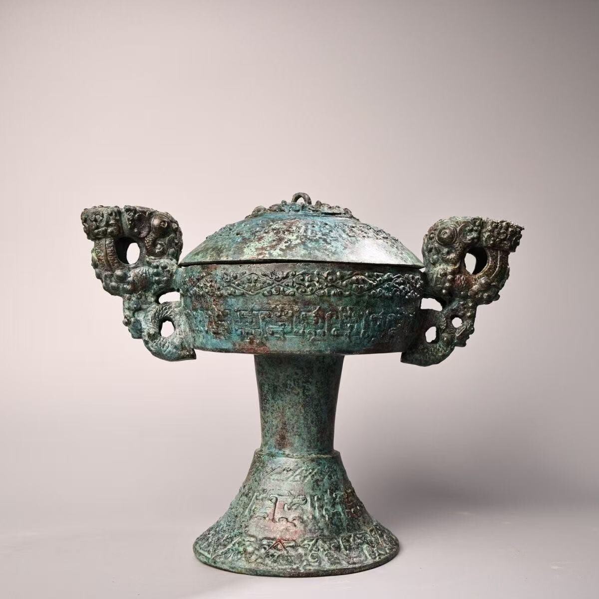 Yahoo!オークション - y410【珍寳斎】旧家収蔵 銘文付き 青銅器 高脚 ...