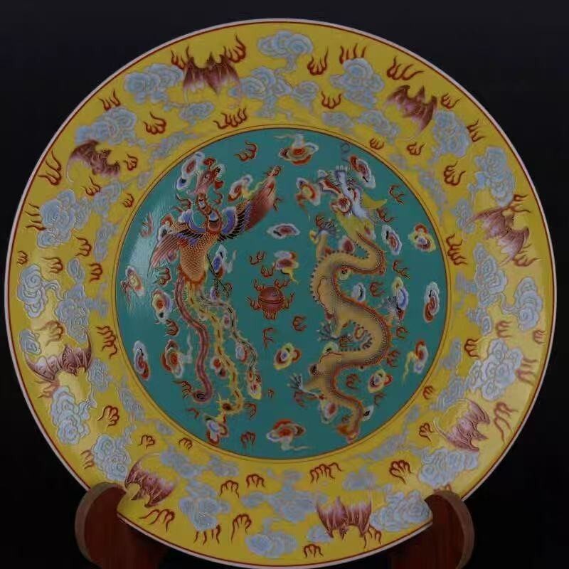 Yahoo!オークション - y75【珍寳斎】旧家収蔵 清 乾隆制 琺瑯 彩龍鳳 ...