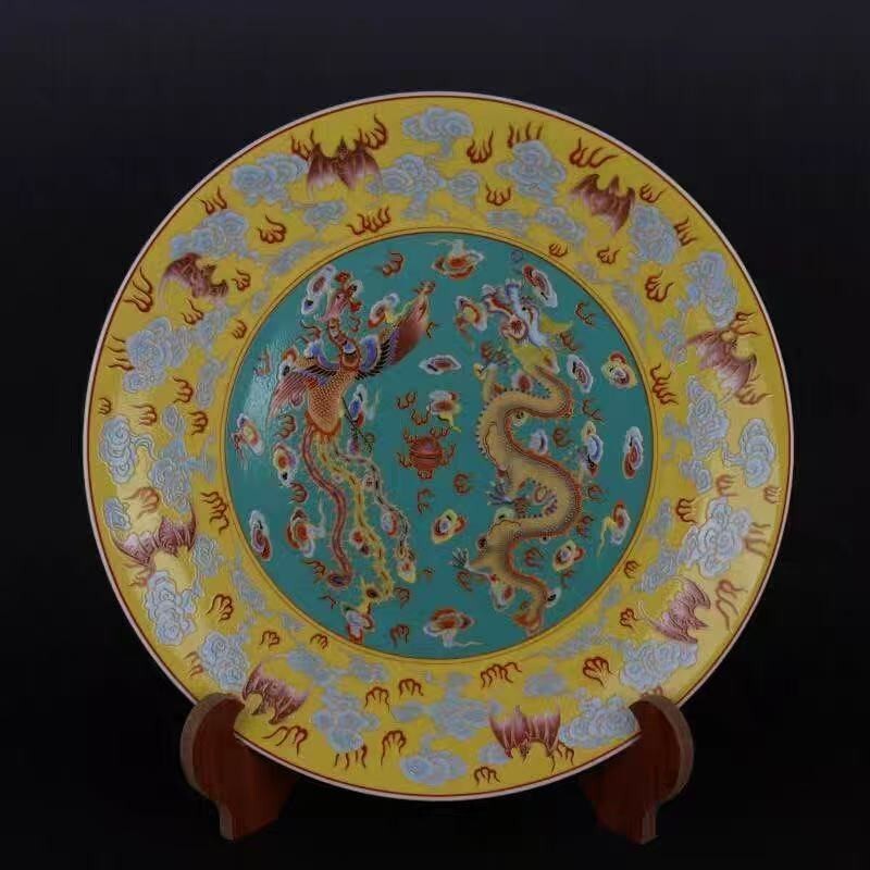 Yahoo!オークション - y75【珍寳斎】旧家収蔵 清 乾隆制 琺瑯 彩龍鳳 ...