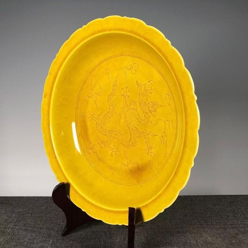 Yahoo!オークション - y45【珍寳斎】旧家収蔵 明代弘治 年制 鶏油黄 花...