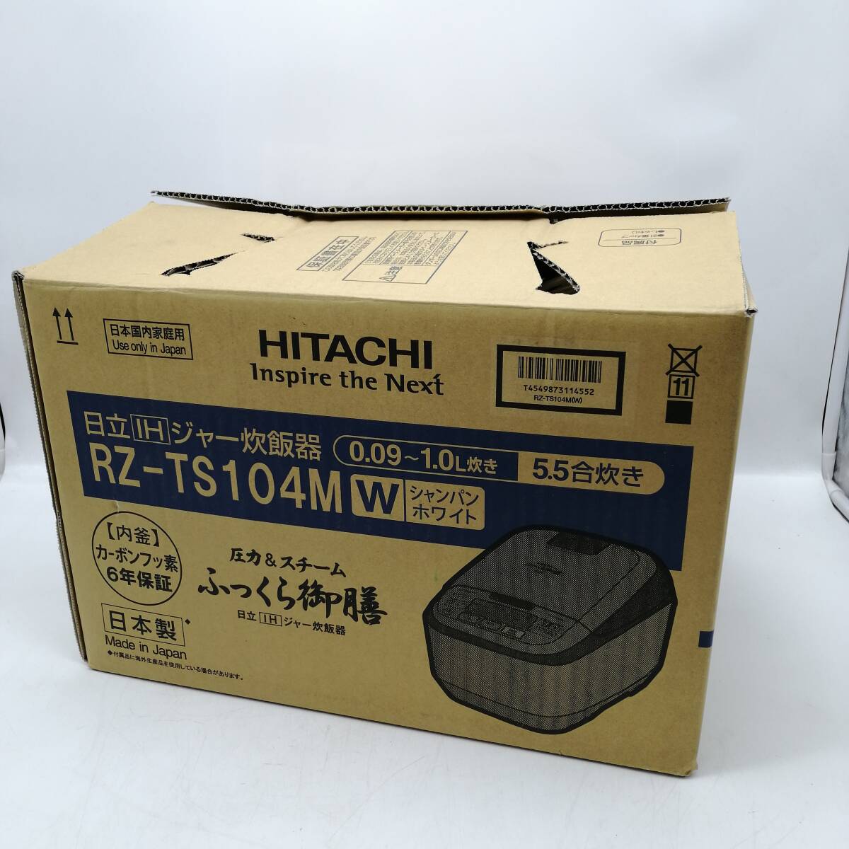 C0046 日立 HITACHI IHジャー炊飯器 0.09 1.0L炊き 5.5合炊き RZ-TS104M W シャンパンホワイト 圧力＆スチーム 日本製 2020年製 通電確認(圧力IH ...