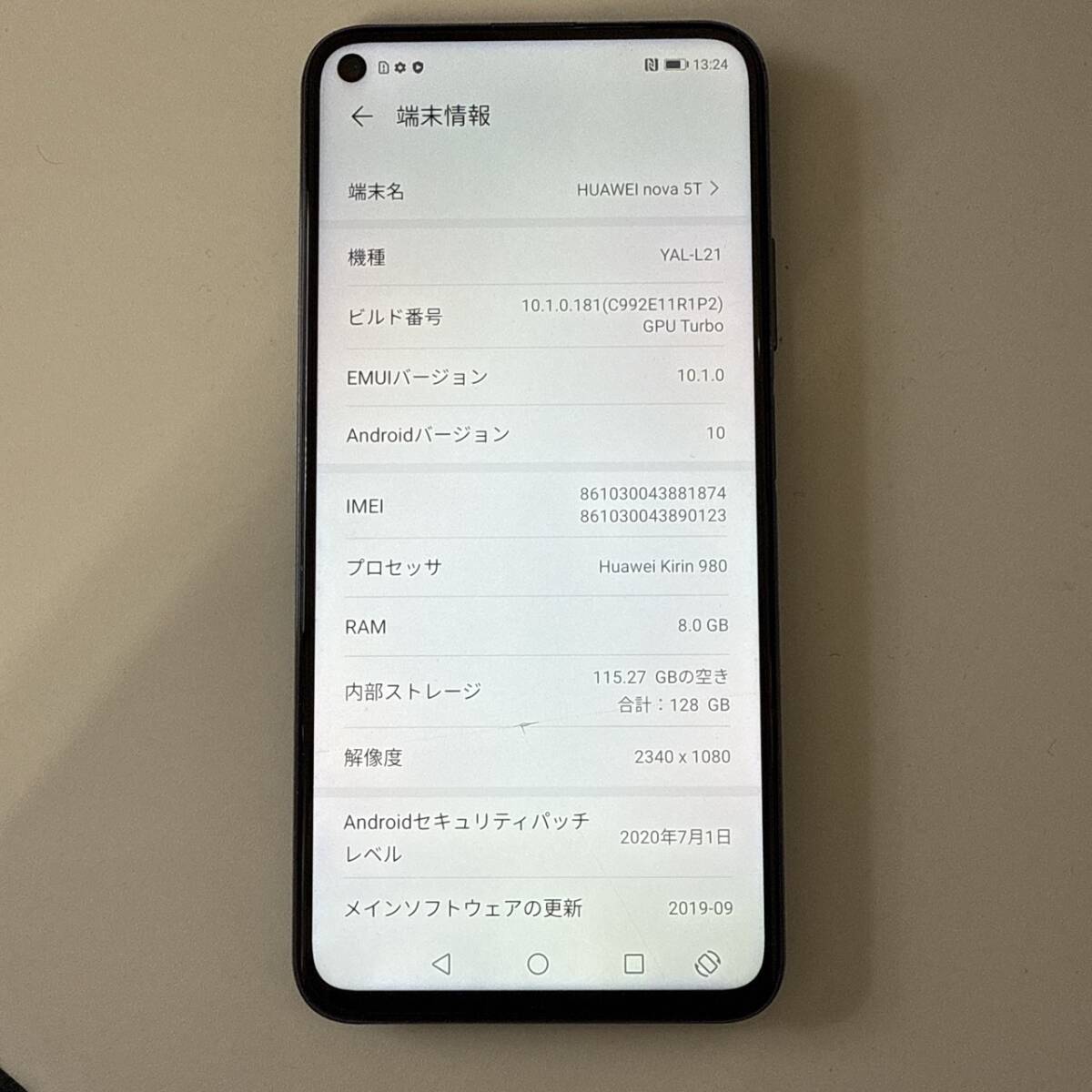 Yahoo!オークション - 1円～ HUAWEI nova 5T YAL-L21 128GB ブラック I...