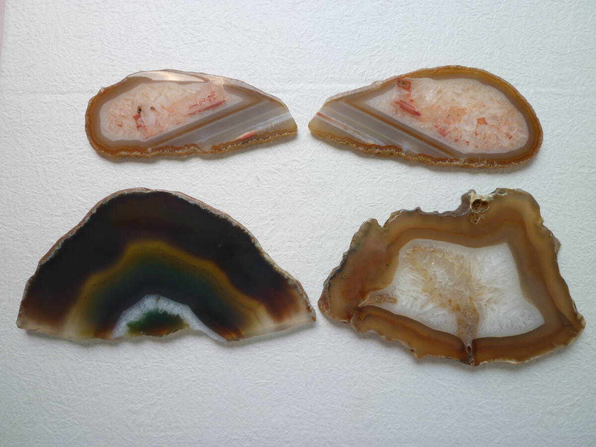 Yahoo!オークション - 瑪瑙 スライス プレート 4枚セット 計555g 原石 ...