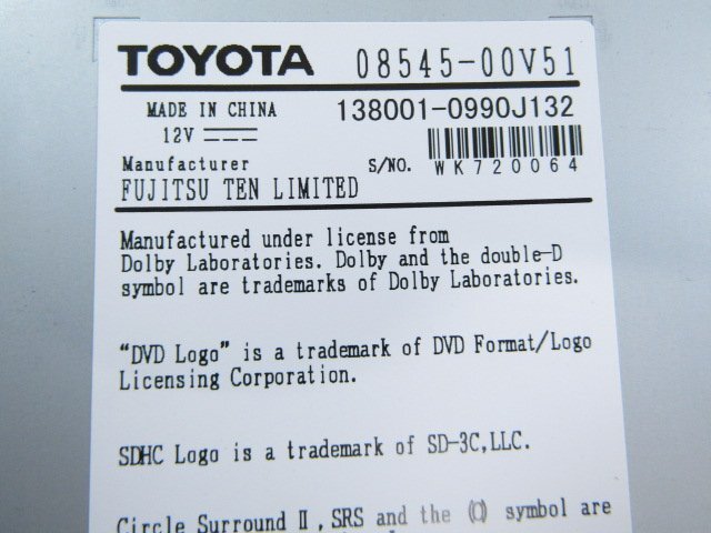 Yahoo!オークション - [63C A2] トヨタ純正 NSZT-W62G 08545-00V51 メ...