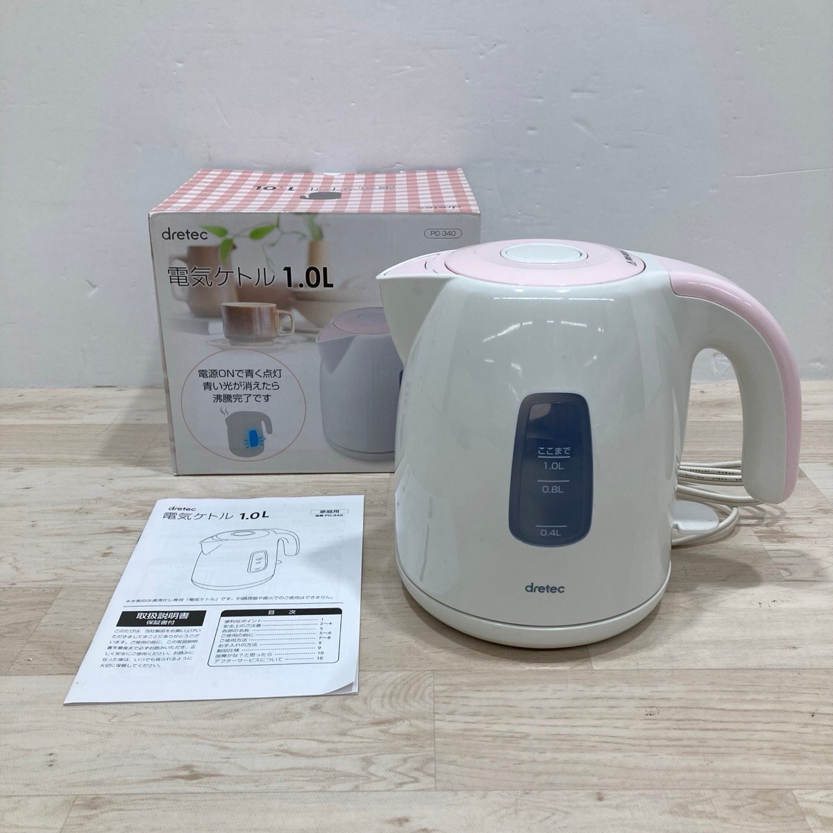 Yahoo!オークション - ドリテック dretec 電気ケトル 1.0L ピンク×ホ...
