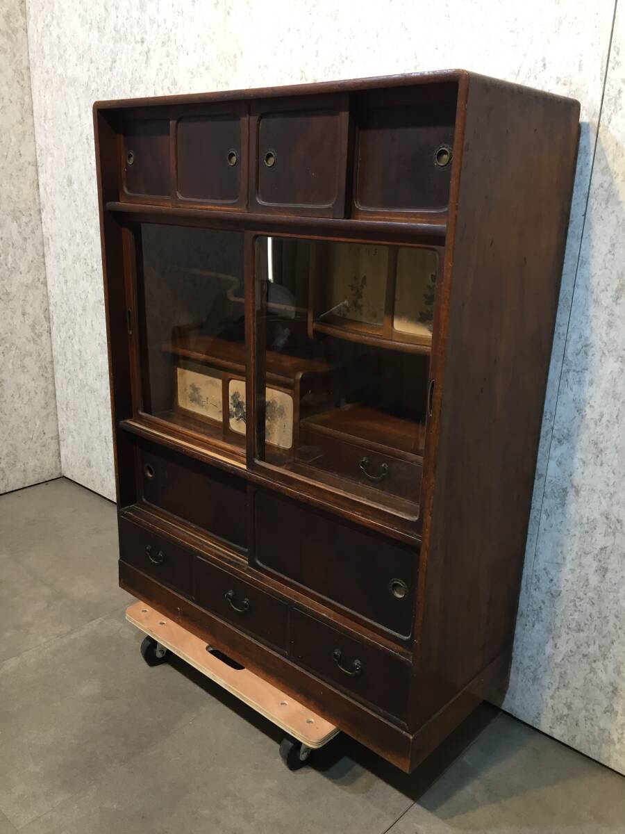 Yahoo!オークション - 『 茶箪笥 』Q16 収納箪笥 水屋箪笥 飾り棚 食器...