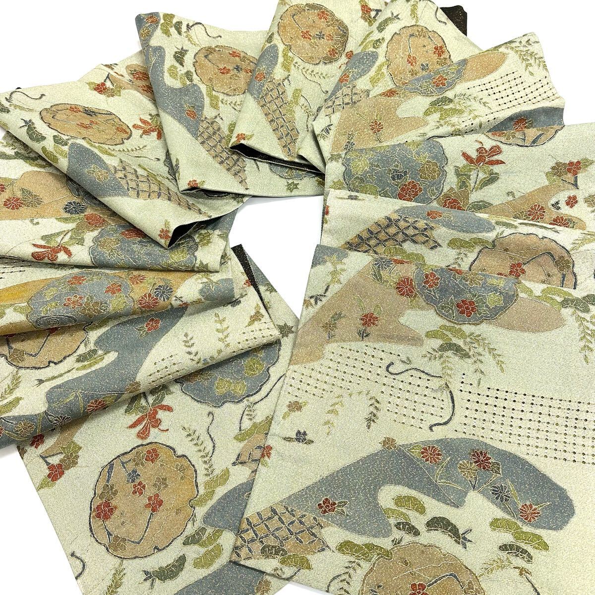 Yahoo!オークション - 【七福】c 542逸品 高級品 正絹 袋帯 全通 草花 ...