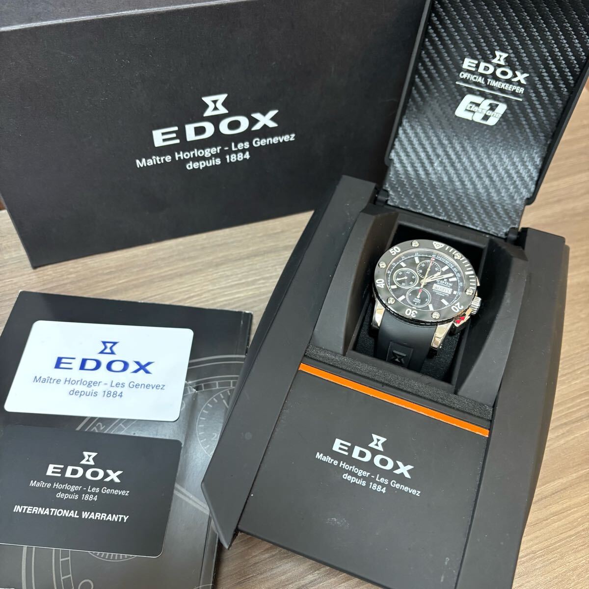 Yahoo!オークション - 美品 稼働品 EDOX エドックス 01107-TIN-NIN ク...
