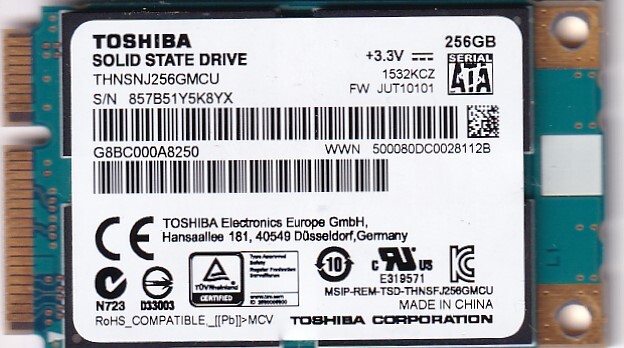 Yahoo!オークション - TOSHIBA mSATA SSD 256GB THNSNJ256GMCU