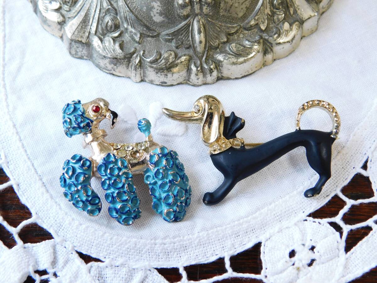 Yahoo!オークション - ヴィンテージブローチ2点セット ワンちゃん Teas...