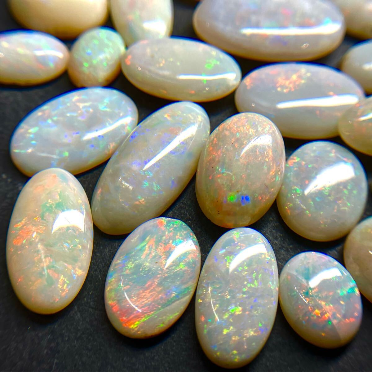 Yahoo!オークション - 1円〜 遊色効果 〔天然ホワイトオパールおまとめ...