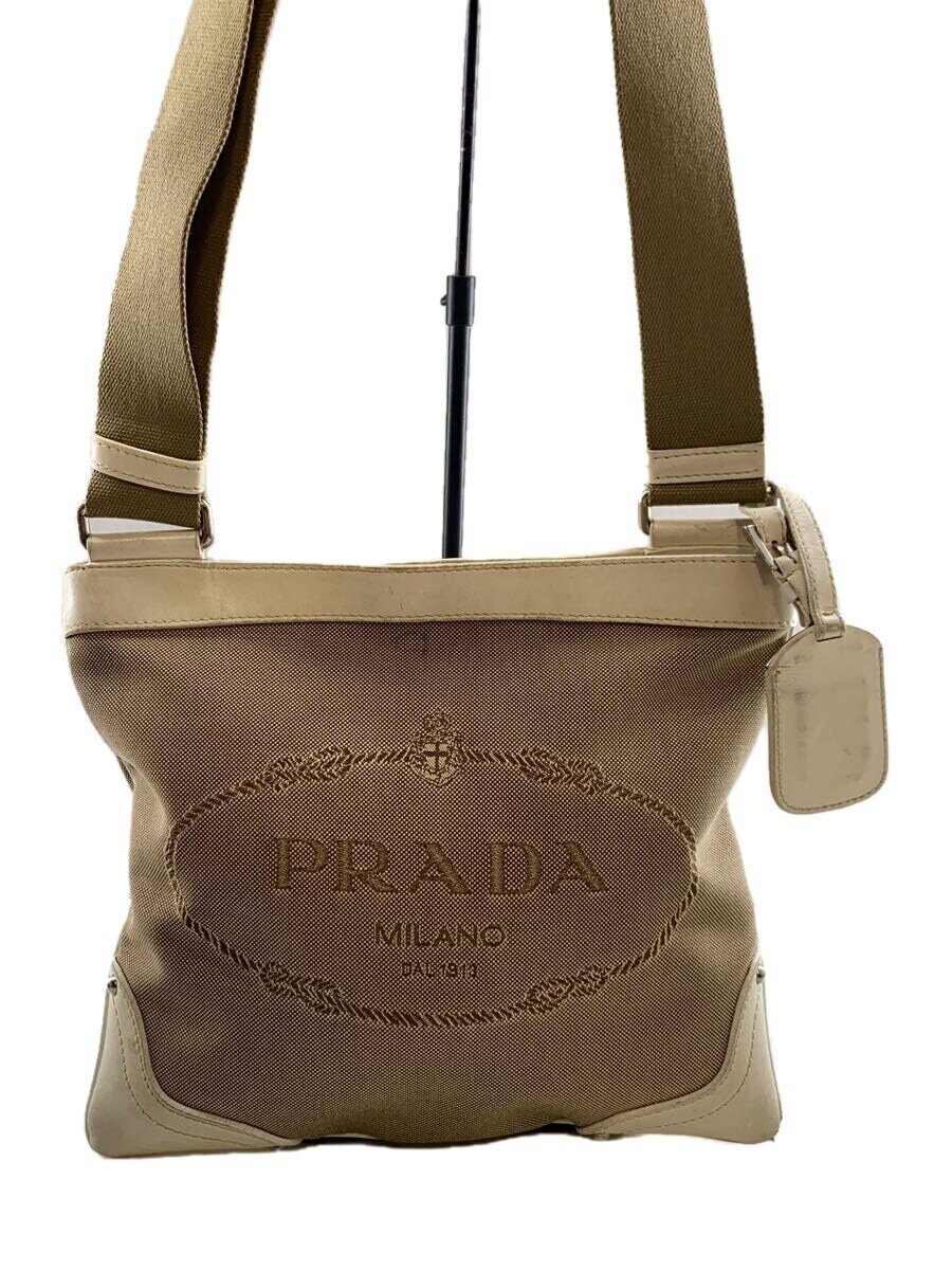 Yahoo!オークション - PRADA ショルダーバッグ/キャンバス/BEG/BT0537