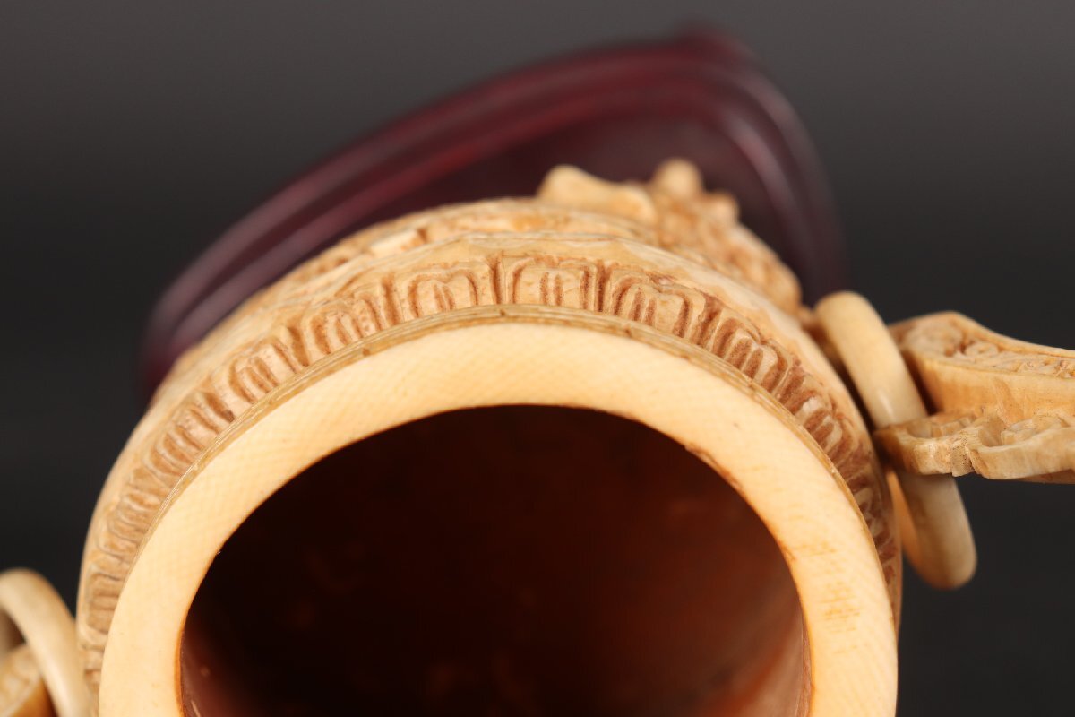 Yahoo!オークション - 【珍品堂】1円から 3.30-2 置物 香炉 龍文彫 獅...