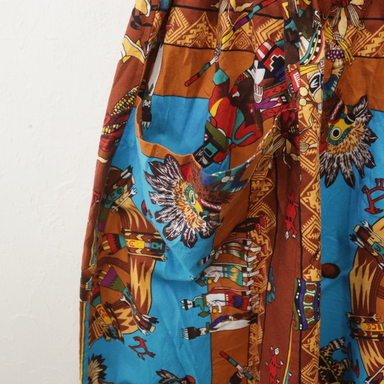 Yahoo!オークション - f512 80sビンテージ 総柄 コットン フレアスカー...