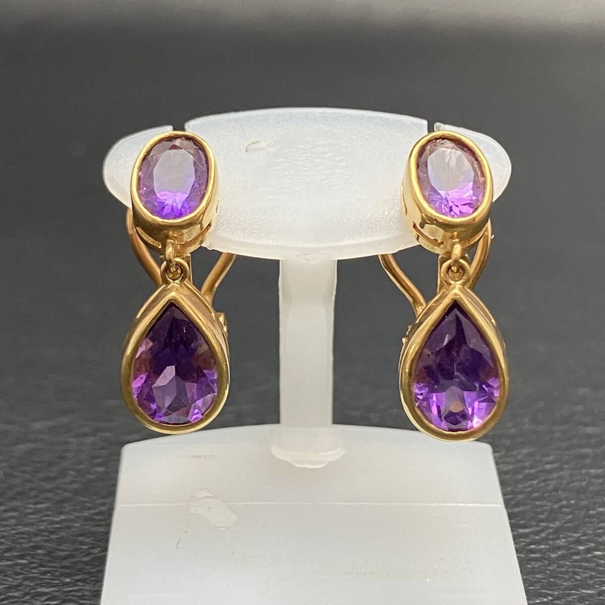 Yahoo!オークション - 鑑別カード付 天然アメシスト デザイン ピアス K...