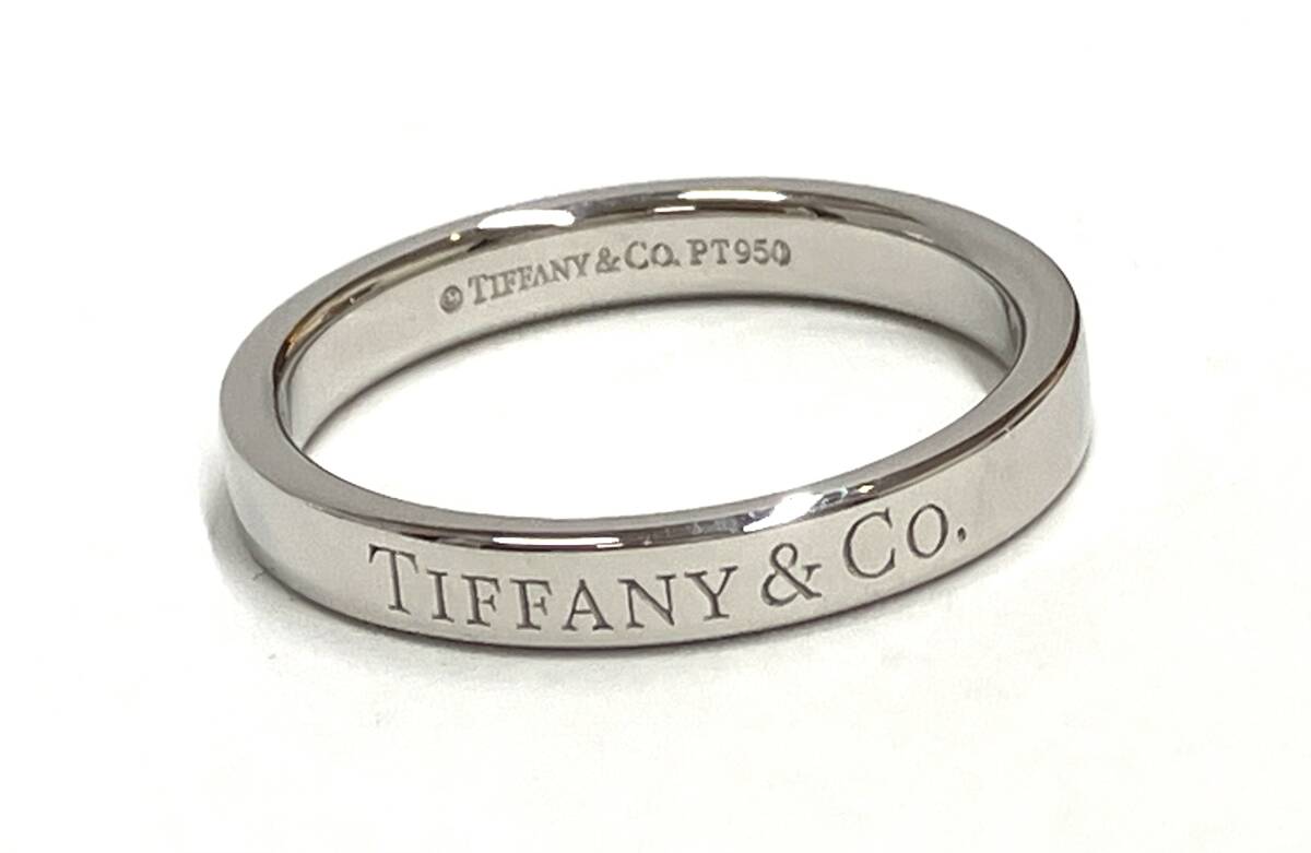 Yahoo!オークション - TIFFANY ＆ Co. Pt950 ロゴ入り フラット リング...