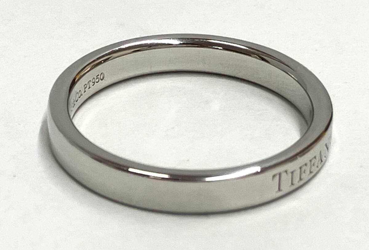 Yahoo!オークション - TIFFANY ＆ Co. Pt950 ロゴ入り フラット リング...